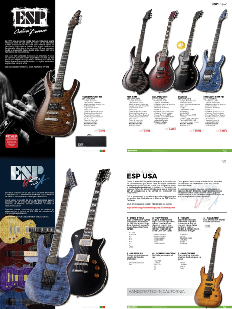 Catálogo de Guitarras ESP LTD | PDF | Guitarras | Bajo
