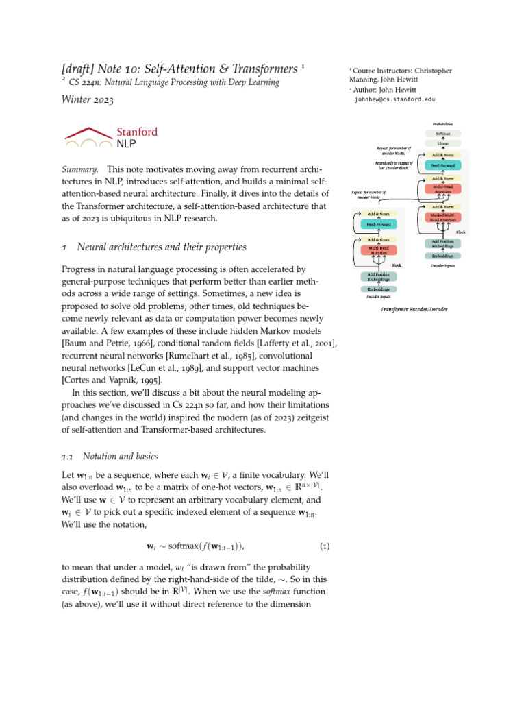 Cs224n Self Attention Transformers 2023 Draft | PDF | Applied Mathematics | Cybernetics