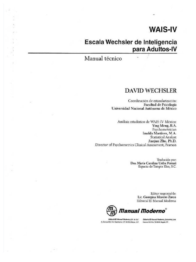 Interpretación Manual WAIS IV | PDF