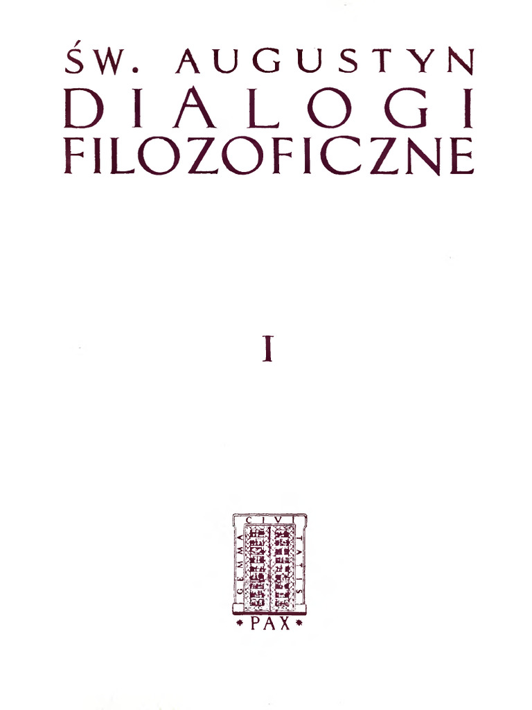 Św. Augustyn O Życiu Szczęśliwym O Porządku | PDF