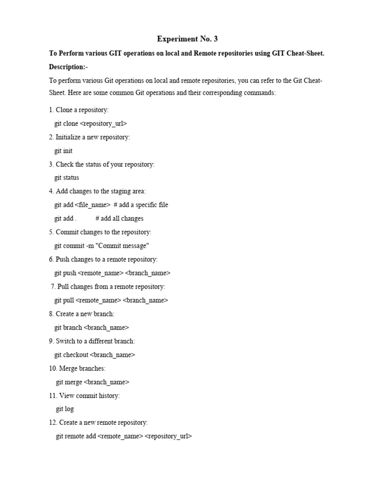 Essential Git Operations Cheat-Sheet | PDF | Computers
