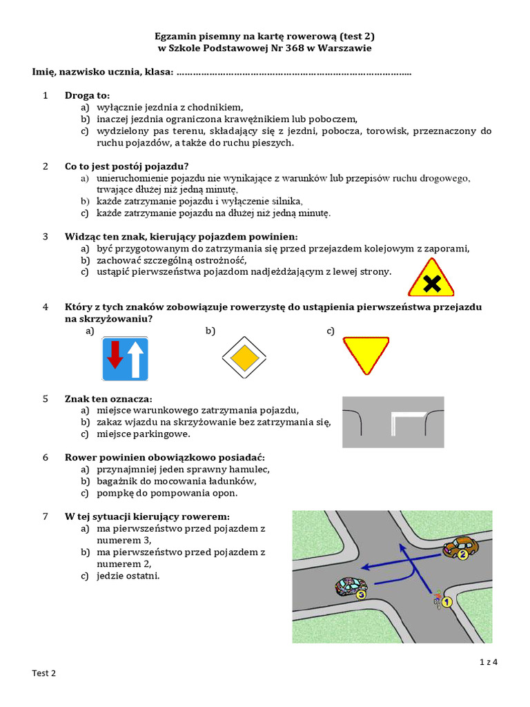 2021 Karta Rowerowa Test 2 | PDF
