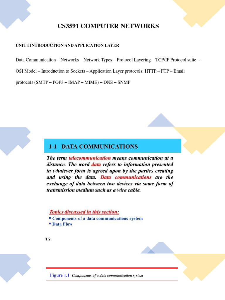 CS3591 CN Unit 1 | PDF CS3591 CN Unit 1 | PDF