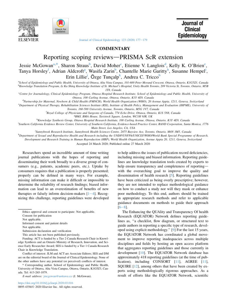 Reporting Scoping Review - Prisma SCR Extension | PDF | Systematic ...