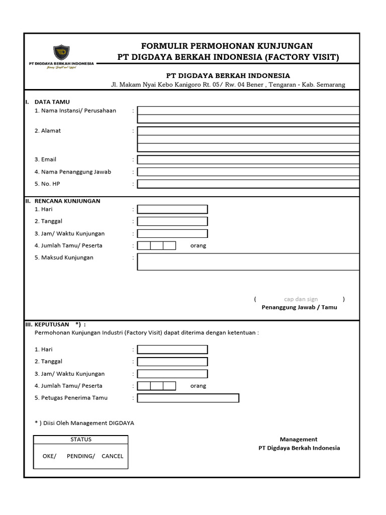 Formulir Permohonan Kunjungan | PDF