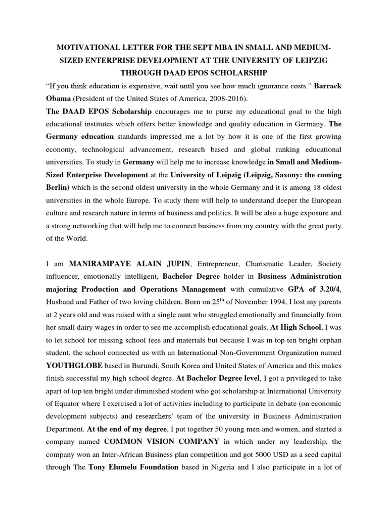 DAAD Epos Motivation Letter | PDF | Economies