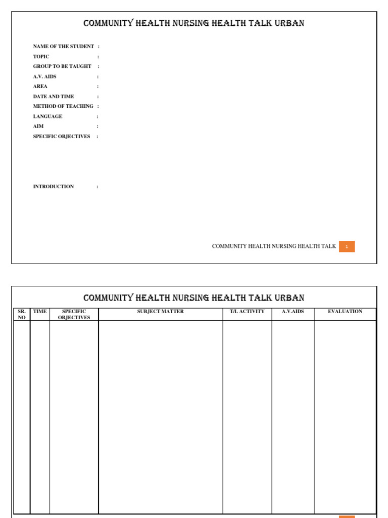 Health Talk Format | PDF | Nursing | Medical Specialties