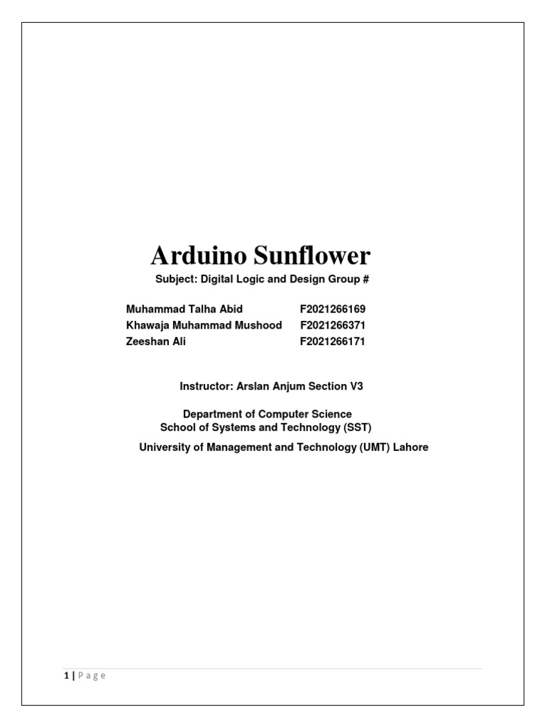 Arduino Sunflower Project Report | PDF | Arduino | Computer Engineering