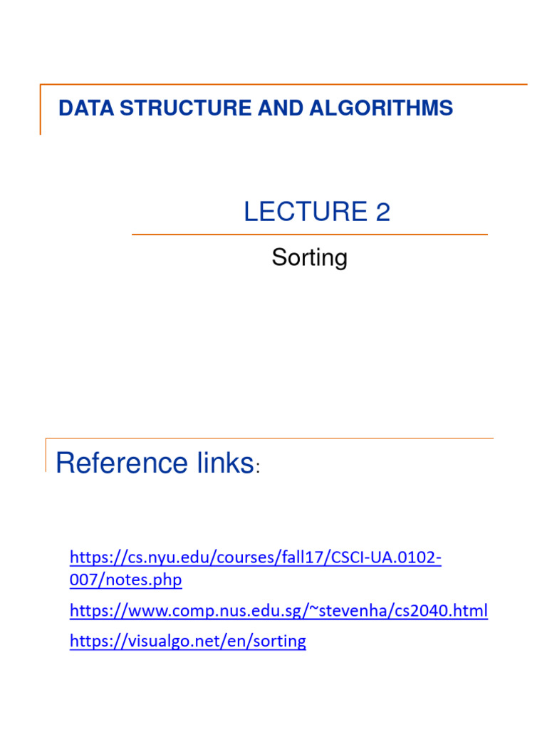 L2 Sorting | PDF | Time Complexity | Computer Programming L2 Sorting | PDF | Time Complexity | Computer Programming