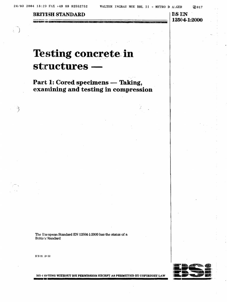 BS EN 12504-1 Carottage, Controle Et Essai de Compresion | PDF
