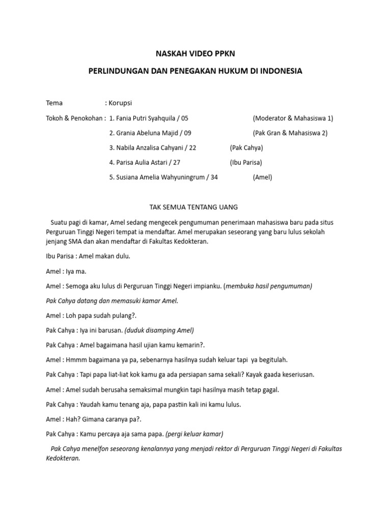 Korupsi dan Pilihan Hidup Amel | PDF