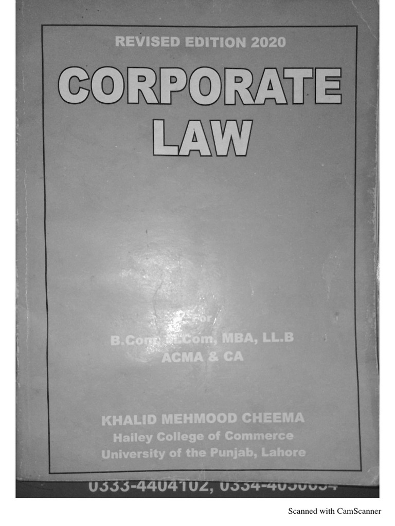 Corporate LAW by Khalid Mehmood Cheema | PDF