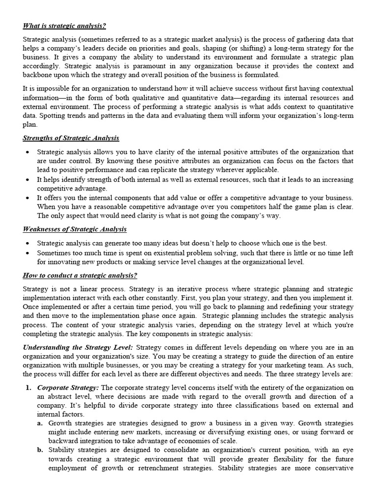 01 Strategic Analysis | PDF | Strategic Management | Strategic Planning