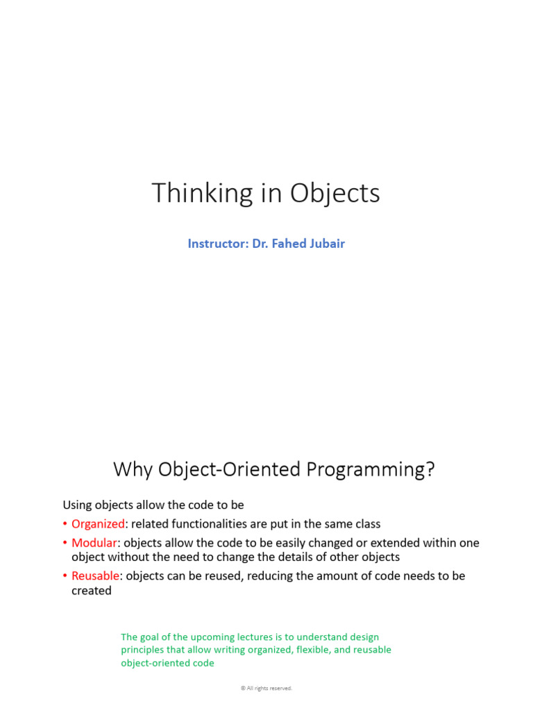 06 Thinking in Objects | PDF | Class (Computer Programming) | Object ...