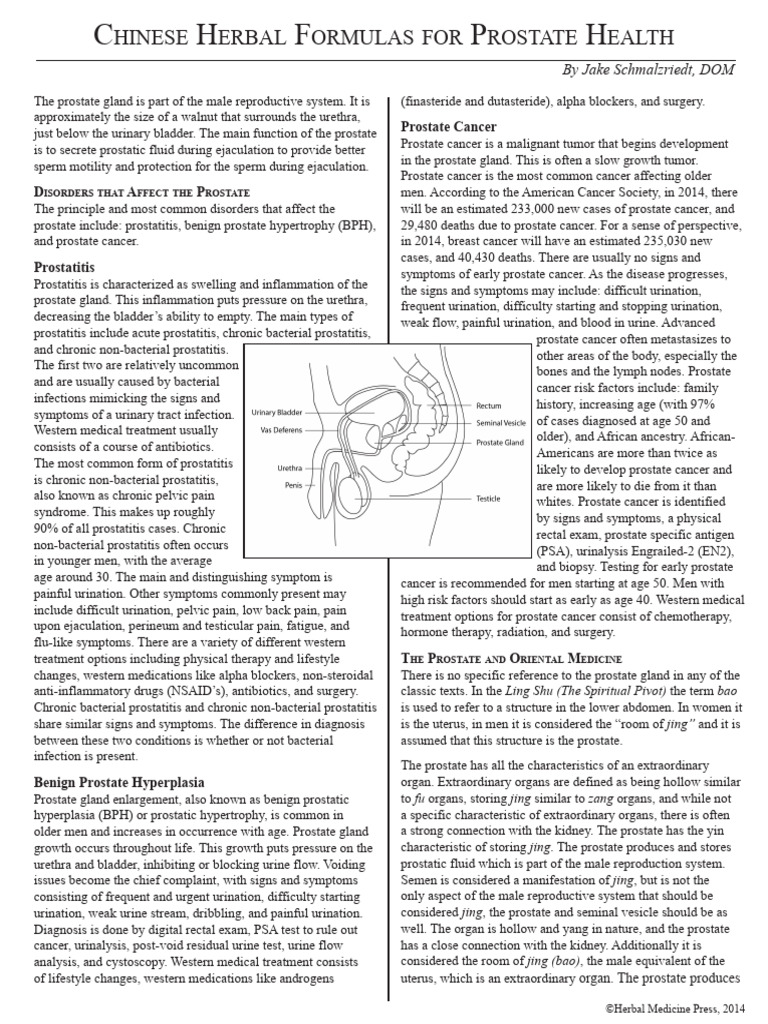 Chinese Herbal Formulas For Prostate Health | Download Free PDF ...