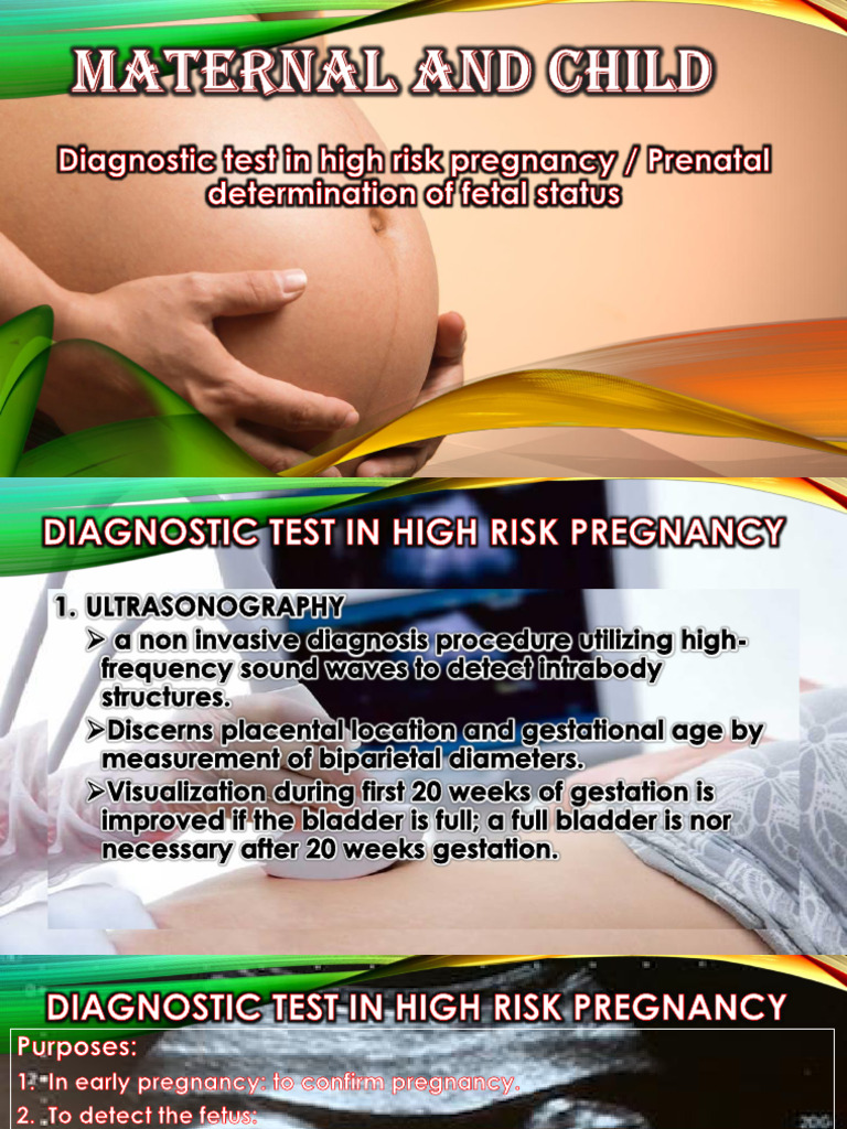 Diagnostic Test in High Risk Pregnancy | PDF | Pregnancy | Medical ...
