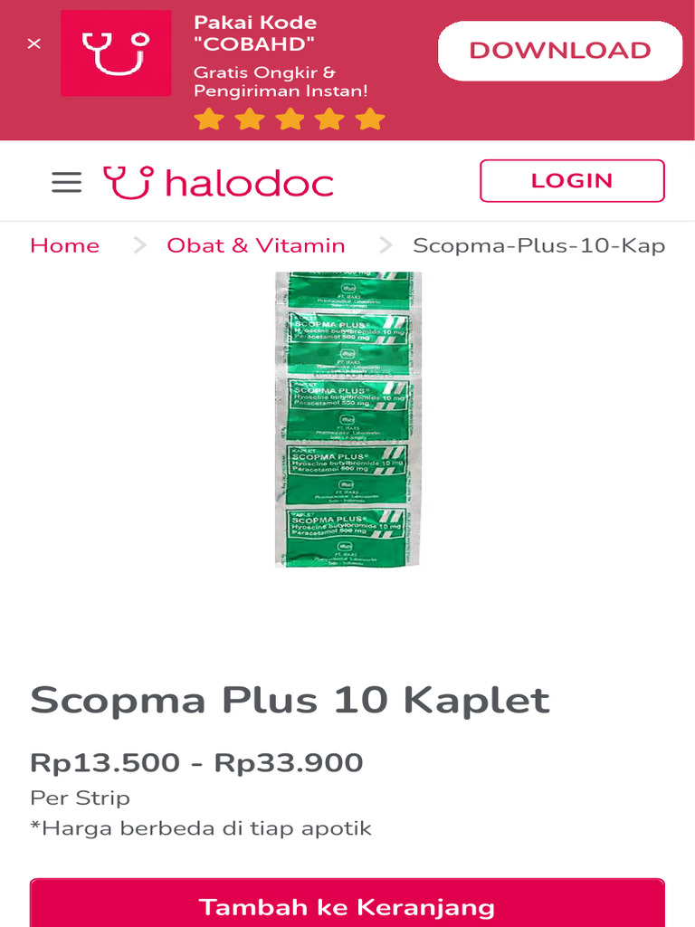 Scopma Plus 10 Kaplet - Kegunaan, Efek Samping, Dosis Dan Aturan Pakai - Halodoc | PDF