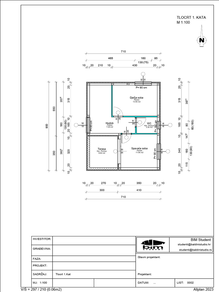 0002 Tlocrt 1.kat - 2 | PDF