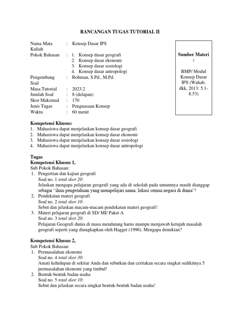 Rancangan Tugas Tutorial Ii | PDF | Ilmu Sosial | Seni & Disiplin Bahasa