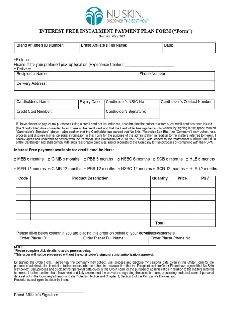 Instalment Payment Plan Form | PDF | Credit Card | Justice