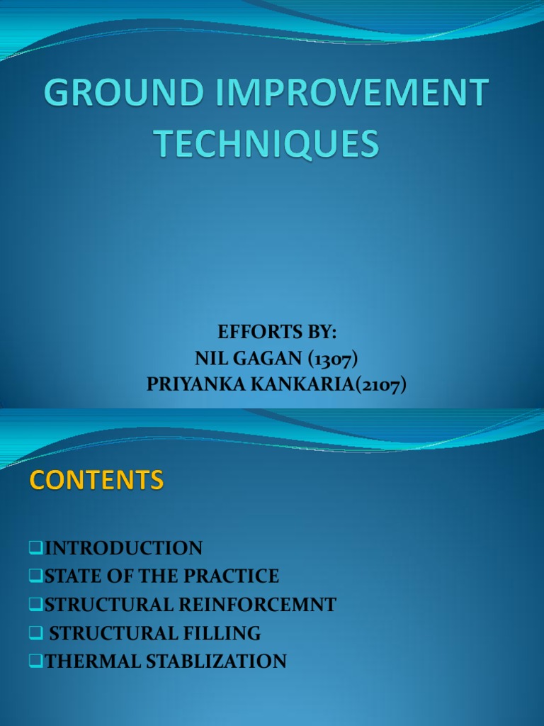 Ground Improvement Techniques | PDF | Soil | Strength Of Materials