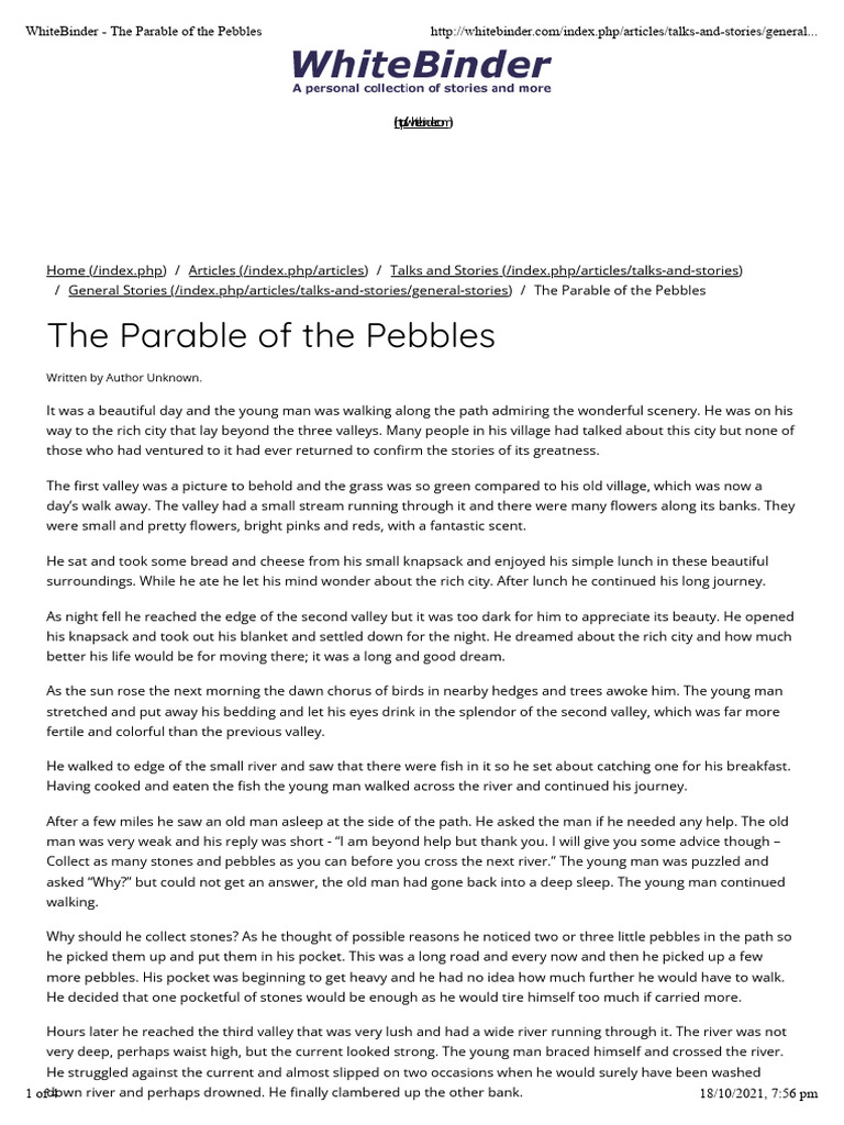 WhiteBinder - The Parable of The Pebbles | PDF