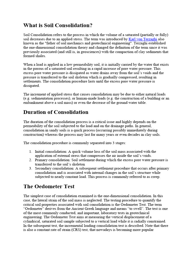 Soil Consolidation | PDF | Natural Materials | Mechanical Engineering