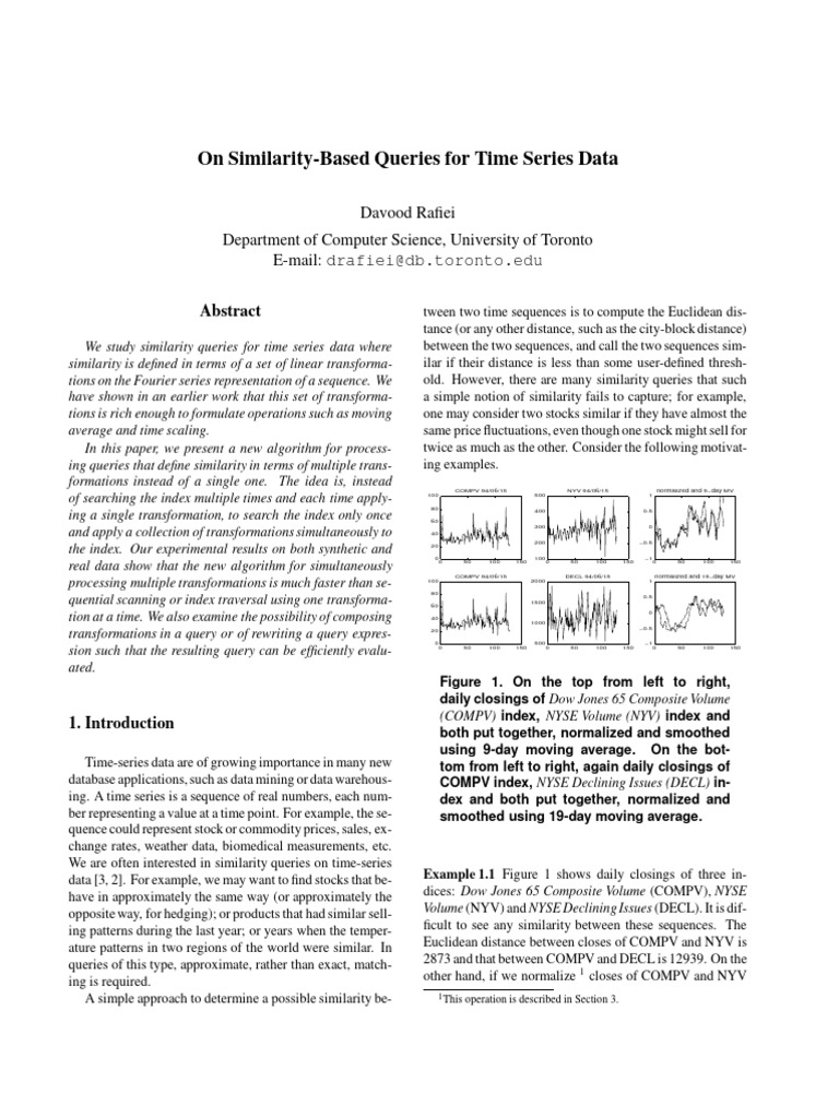 On Similarity-Based Queries For Time Series Data | PDF | Moving Average | Time Series
