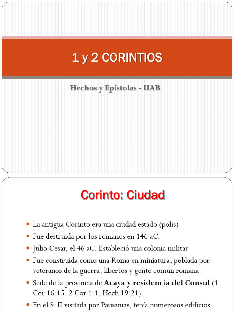 1 y 2 Corintios | PDF | Pablo el apóstol | Corinto antiguo