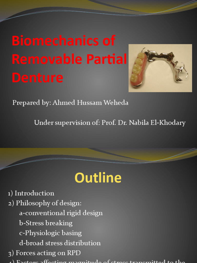 Biomechanics of Removable Partial Dentures | PDF | Dentistry Branches