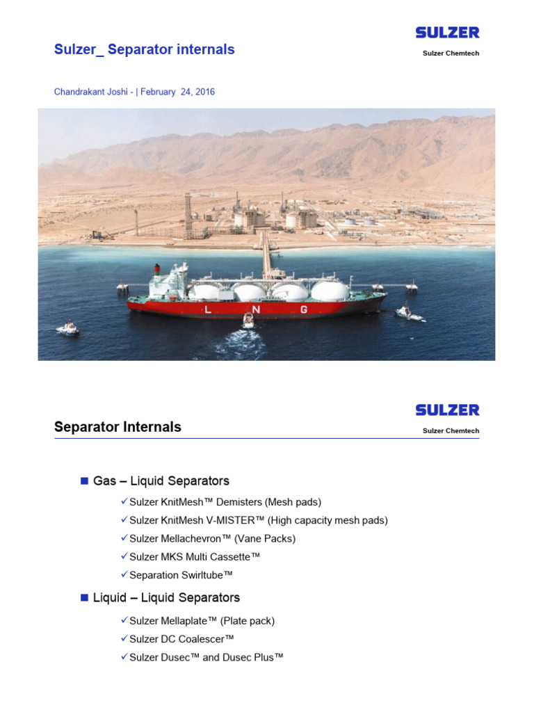05 - Sulzer - Separator Internals | PDF | Liquids | Gases