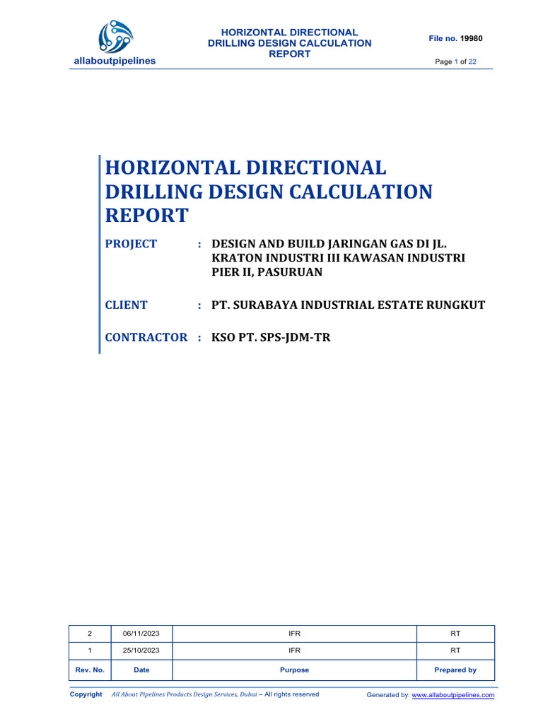 Horizontal Directional Drilling Design Calculation Report - Rev.2 | PDF ...