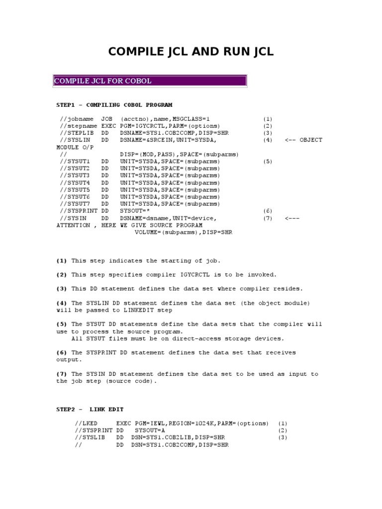COMPILE_JCL_AND_RUN_JCL | Utility Software | Information Technology ...