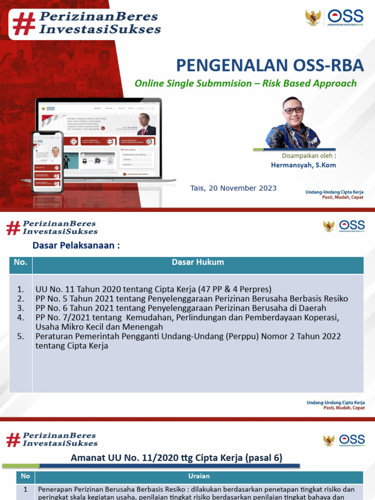 Panduan Pengenalan OSS RBA Hermansyah | PDF | Bisnis | Hukum