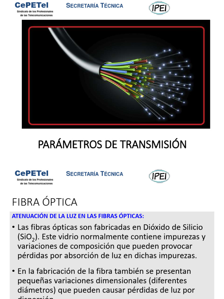 MODULO 4 Parametros de Transmision | PDF | Fibra óptica | Dispersión ...