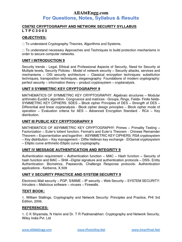 2019-11-21.10.49.10-Cryptography and Network Security (Syllabus) | PDF | Cryptography | Public ...