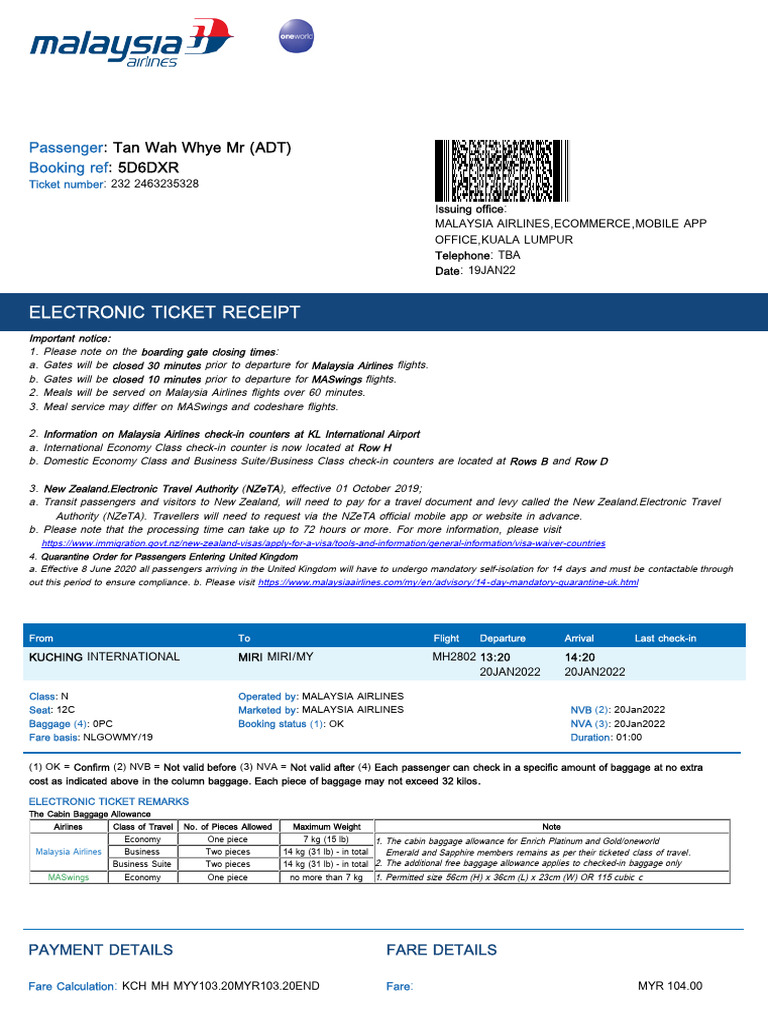 Your Electronic Ticket-EMD Receipt-8 | PDF | Civil Aviation | Airlines