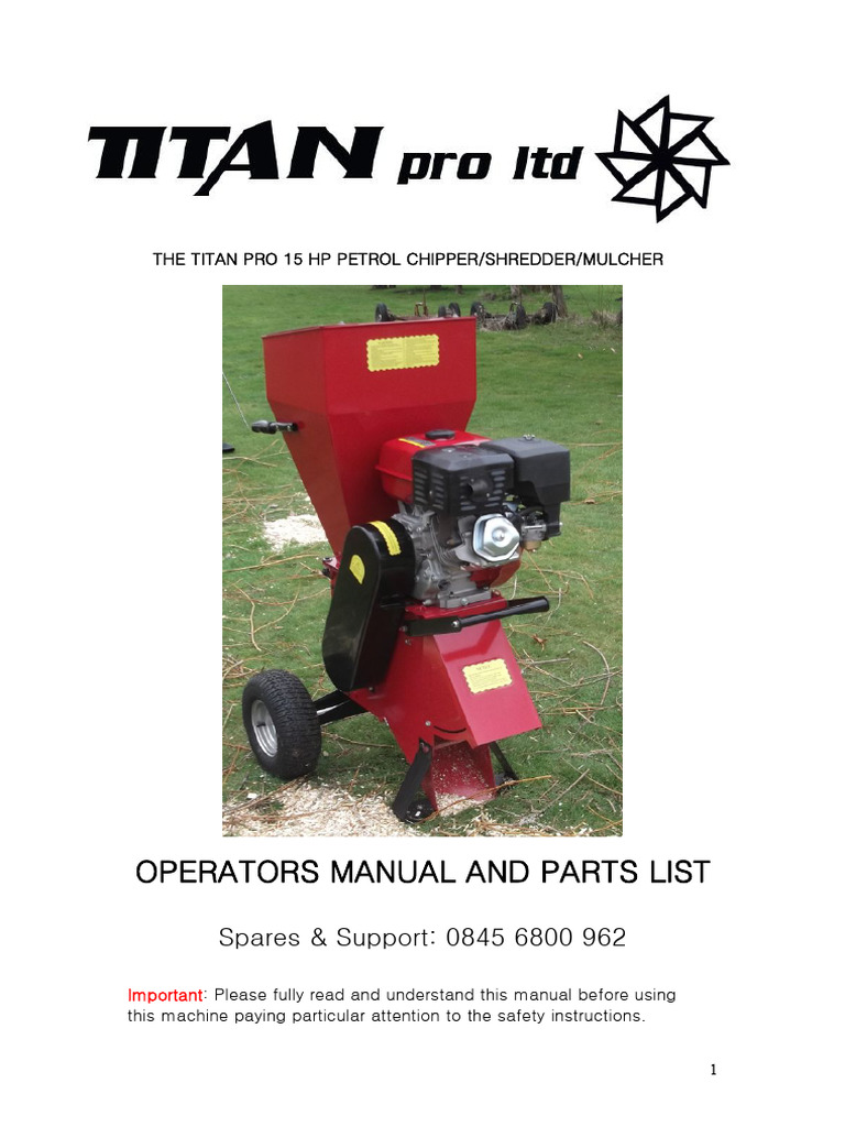 Titan 15 HP Chipper Shredder Manual14 | PDF | Belt (Mechanical) | Screw