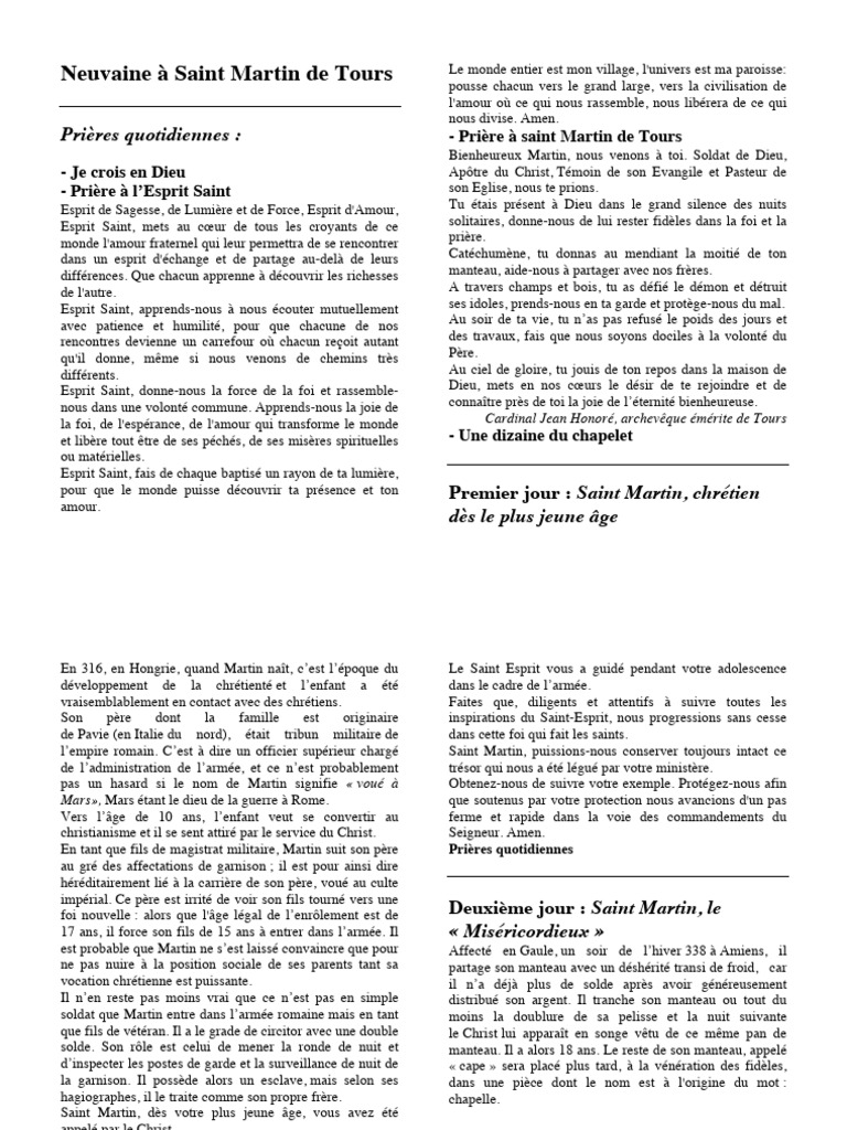 Neuvaine À Saint Martin de Tours | PDF | Jésus
