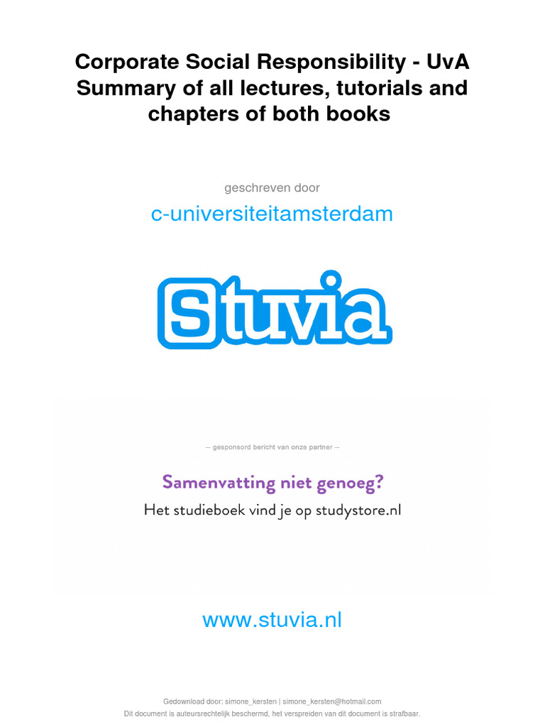 CSR Summary | PDF | Sustainability | Corporate Social Responsibility