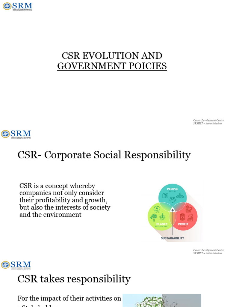 CSR Evolution and Government Poicies | PDF | Corporate Social ...