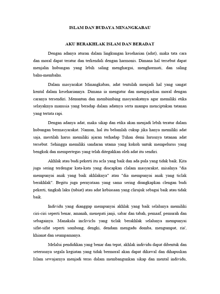 Narasi Budaya Alam Minangkabau | PDF