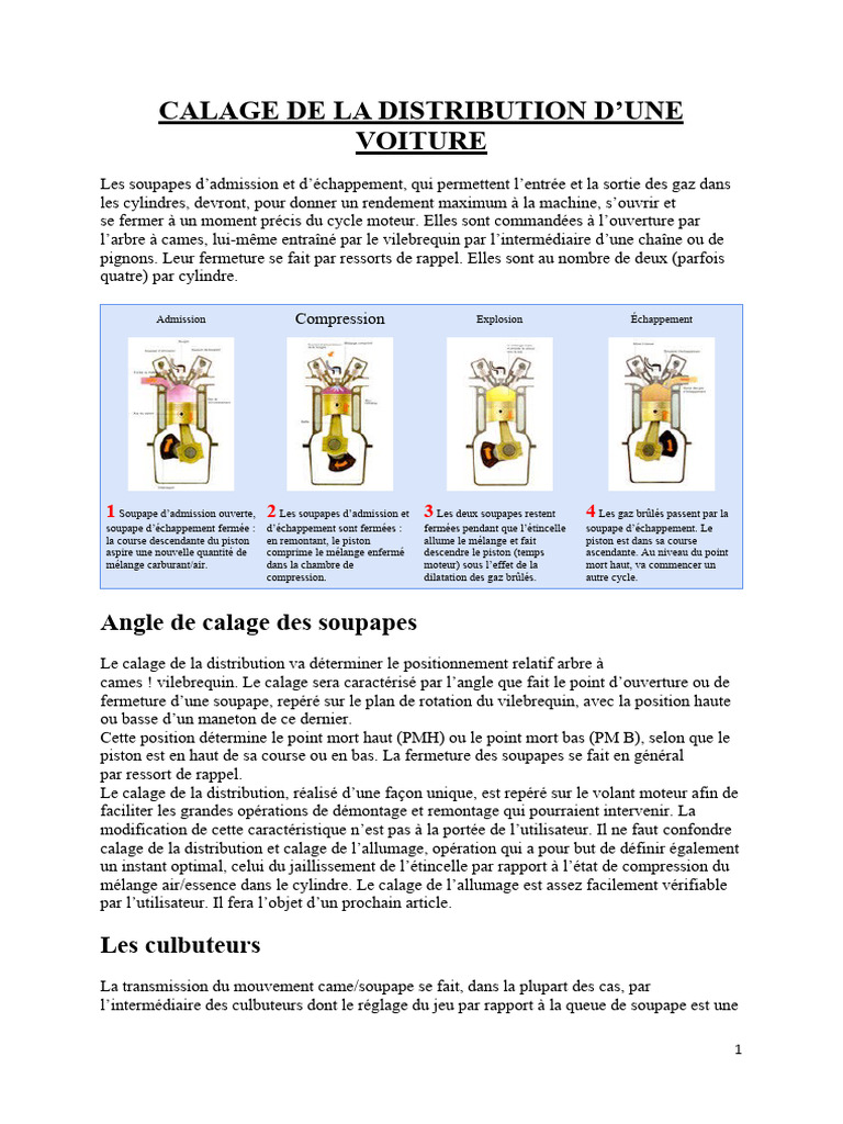 Calage de la Distribution Moteur | PDF | Piston | Technologie des véhicules