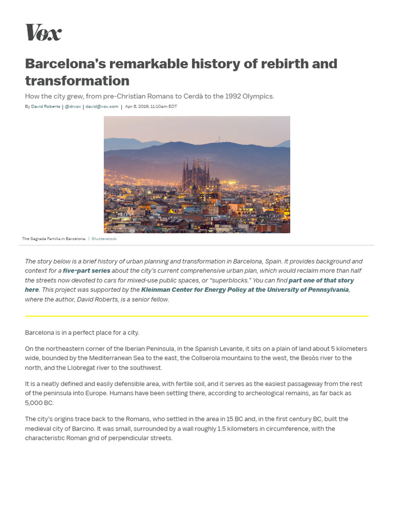 Barcelona, Spain Urban Planning - A Remarkable History of Rebirth and ...