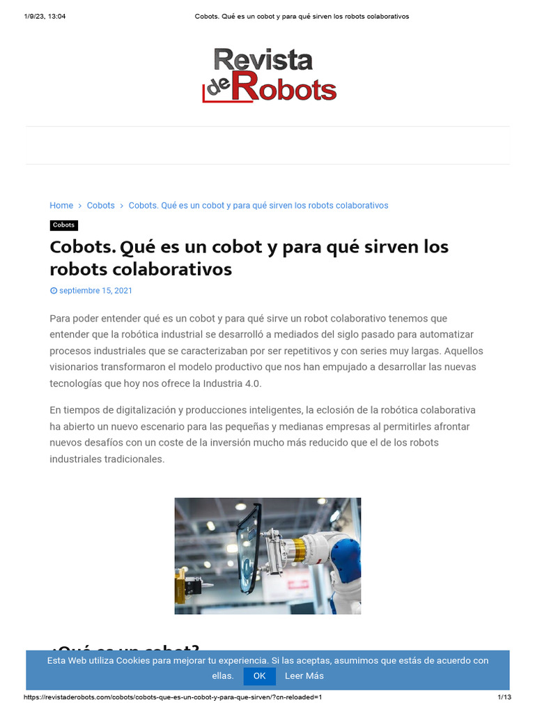 Cobots. Qué Es Un Cobot y para Qué Sirven Los Robots Colaborativos | PDF | Robot | Robótica