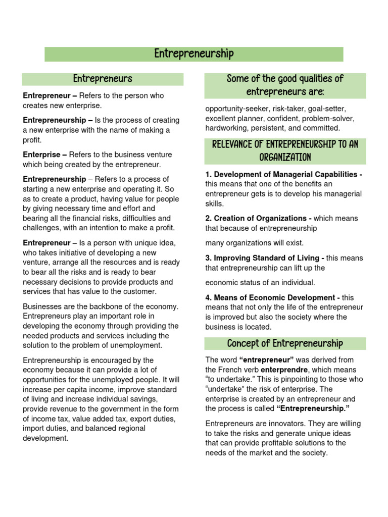 Entrepreneurship | PDF | Entrepreneurship | Economies
