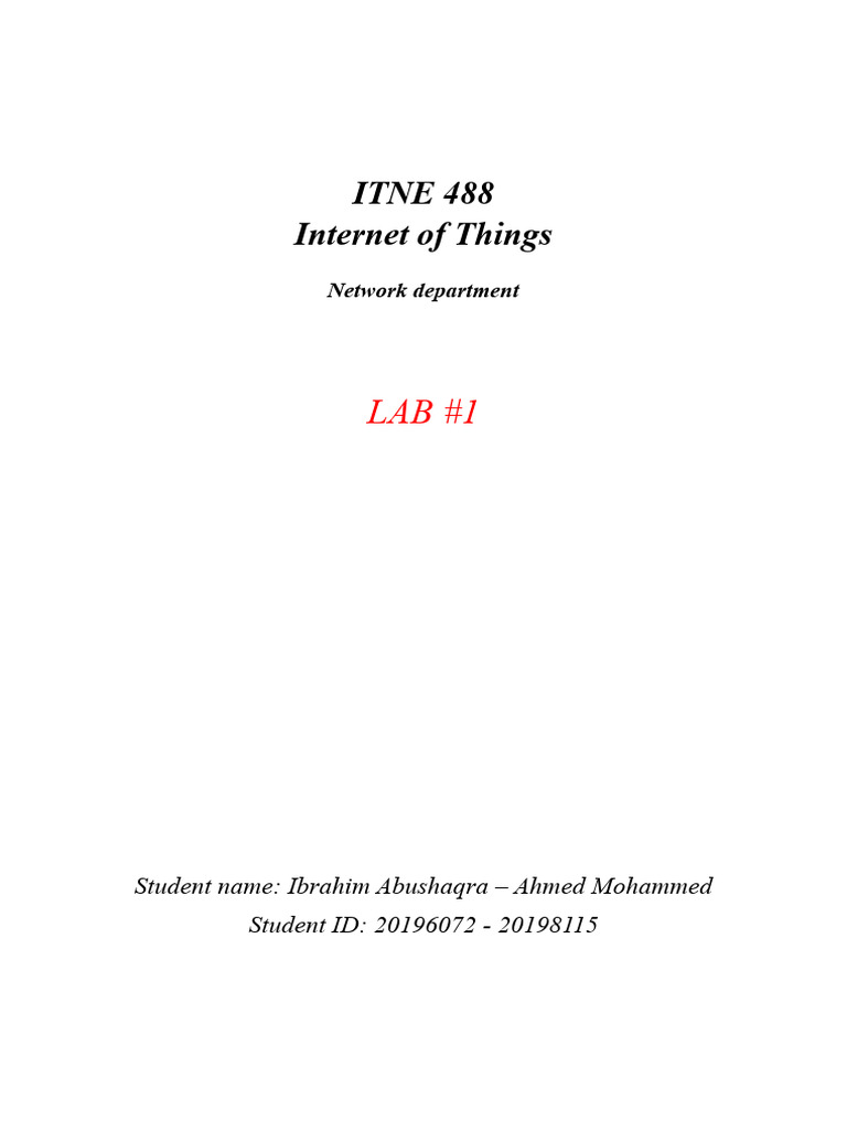 Lab 1 | PDF | Internet Of Things | Arduino