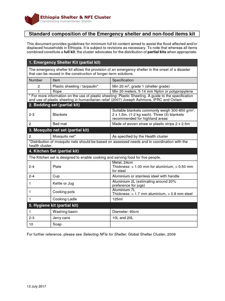 ESNFI Kit Composition | PDF | Materials