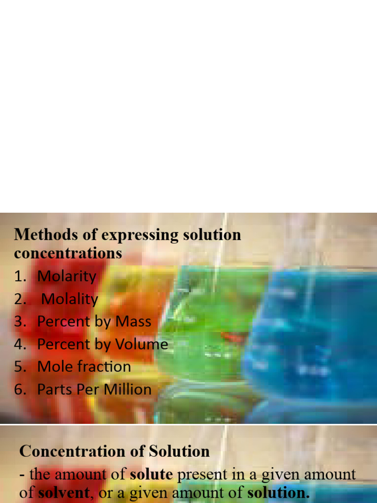 Methods of Solution Concentration | PDF | Mole (Unit) | Molar Concentration