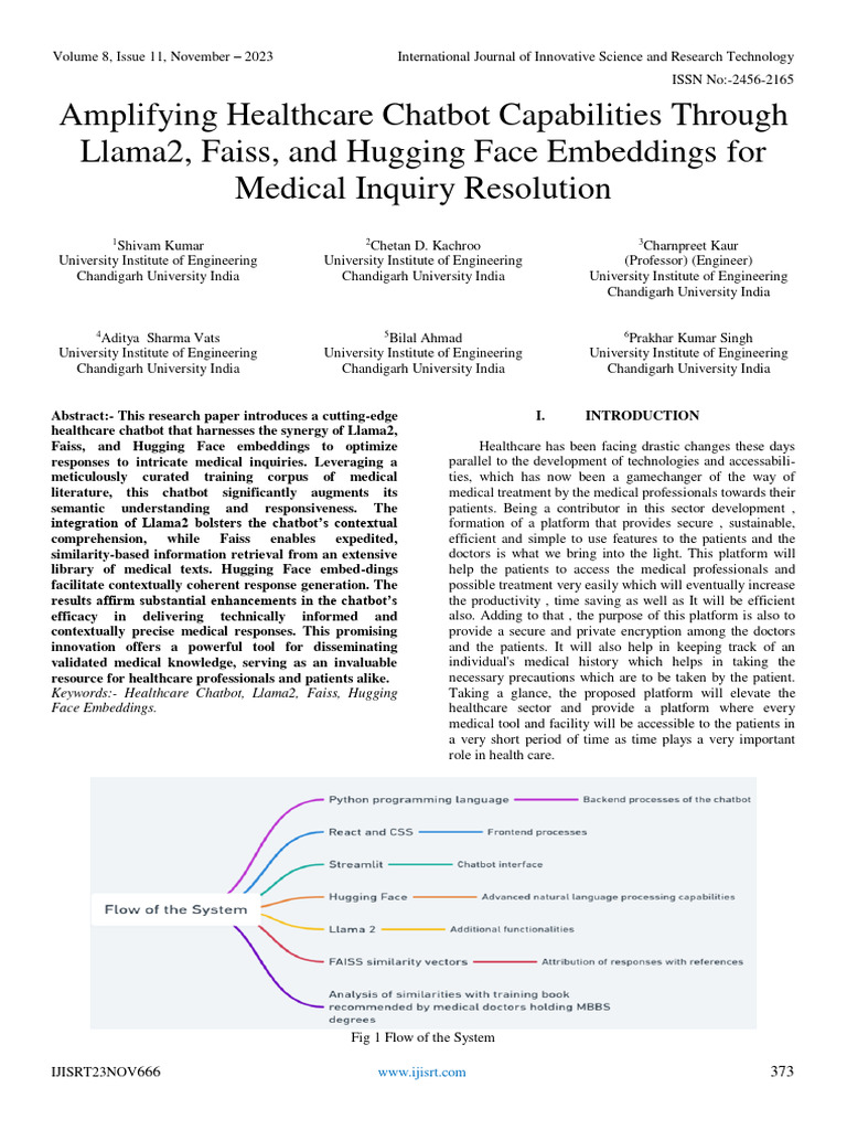 Amplifying Healthcare Chatbot Capabilities Through Llama2, Faiss, and Hugging Face Embeddings ...